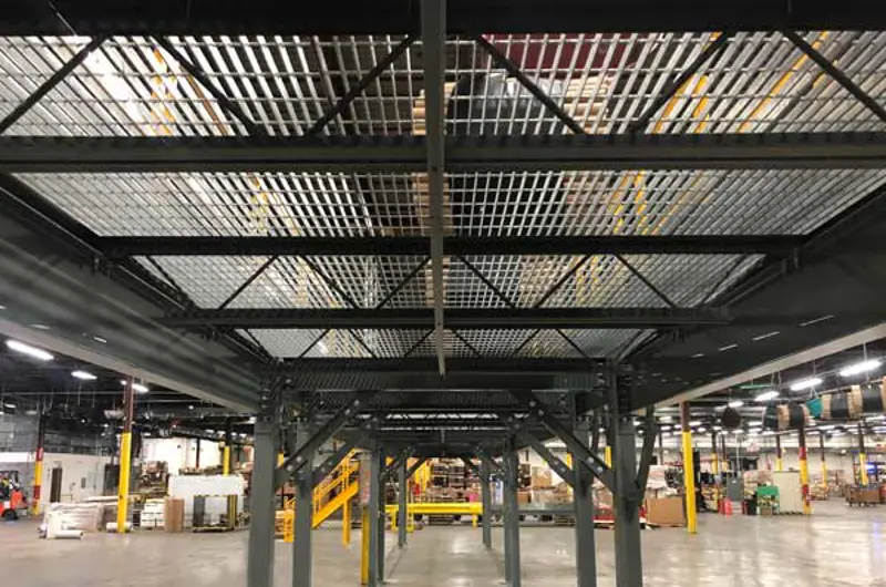7'-6" x 80'-5" Mezzanine System With Bar Grate Decking | Panel Built